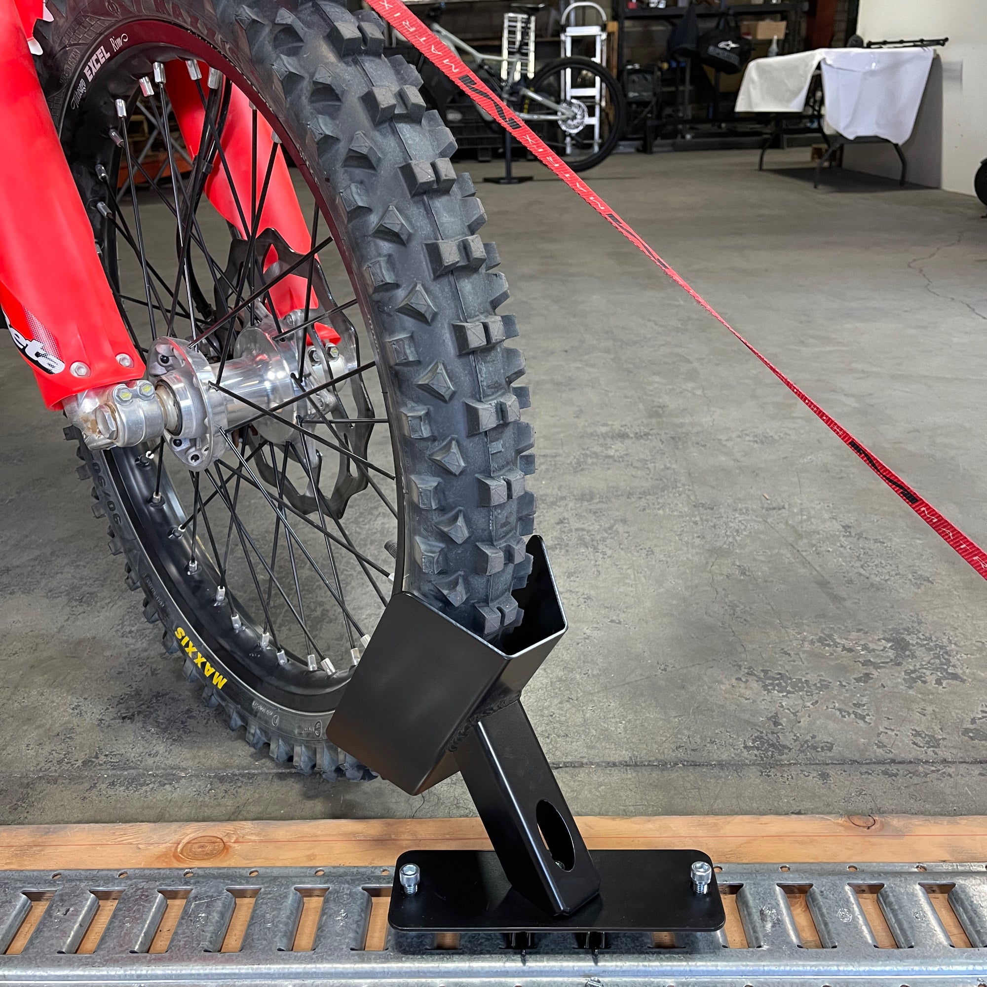 360 E-Track Wheel Chock for Dirt Bikes / Bicycles - Bolt It On